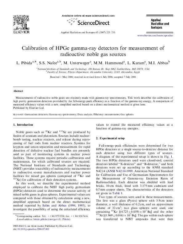 (PDF) Calibration of HPGe gamma-ray detectors for measurement of ...