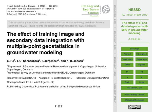 Pdf The Effect Of Training Image And Secondary Data Integration With Multiple Point