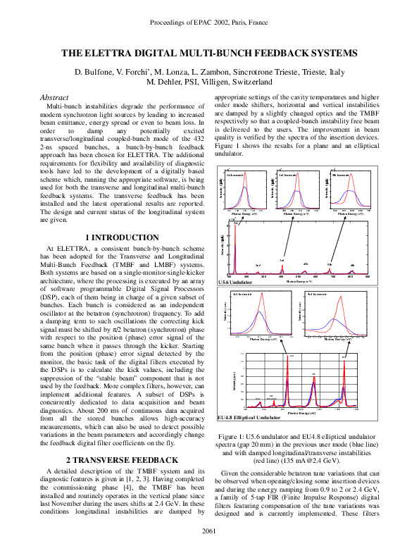 (PDF) THE ELETTRA DIGITAL MULTI-BUNCH FEEDBACK SYSTEMS