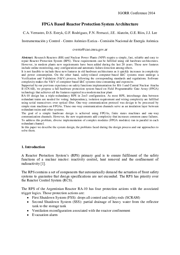 (PDF) FPGA Based Reactor Protection System Architecture