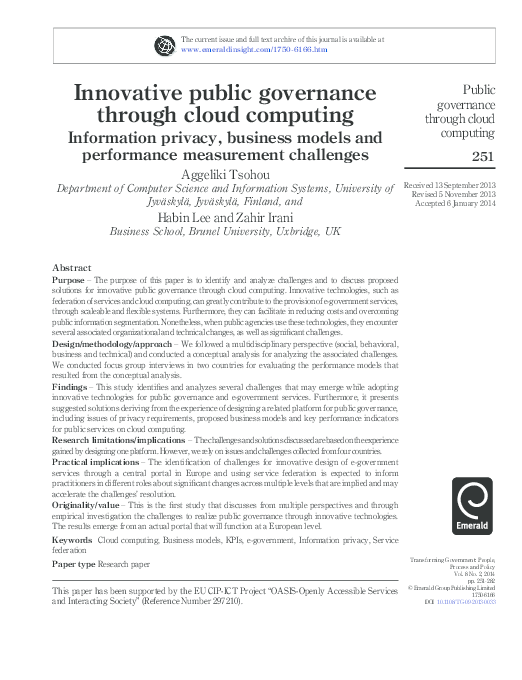 (PDF) Innovative public governance through cloud computing