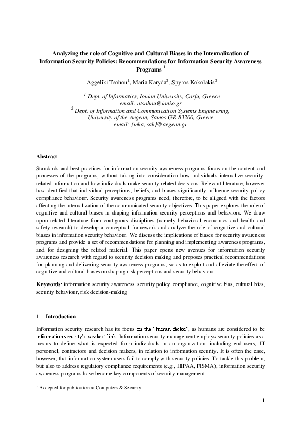 (PDF) Analyzing the role of Cognitive and Cultural Biases in the ...