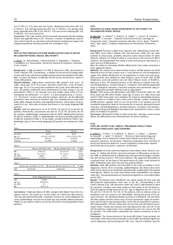 (PDF) P229 Influence of Rural/Urban Environment in the Severity of Inflammatory Bowel Disease