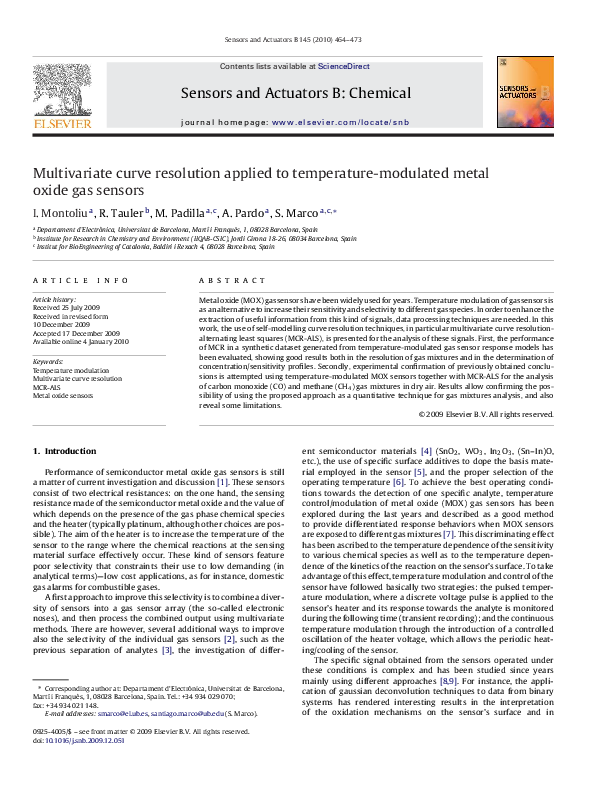 (PDF) Multivariate curve resolution applied to temperature-modulated metal oxide gas sensors
