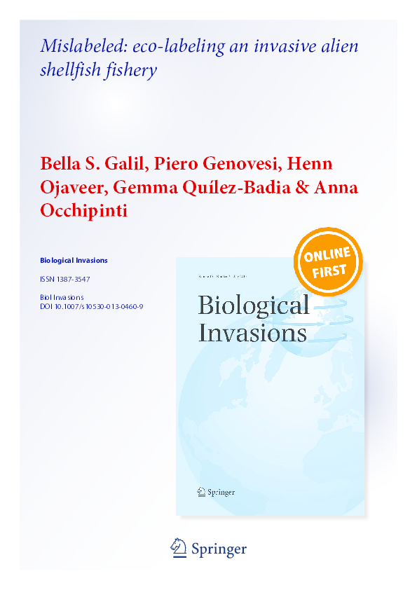 (PDF) Mislabeled: eco-labeling an invasive alien shellfish fishery ...