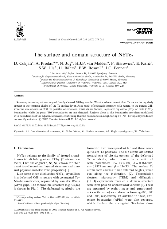 (PDF) The surface and domain structure of NbTe2