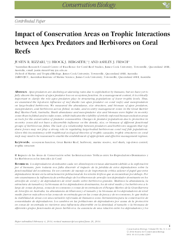 (PDF) Impact of Conservation Areas on Trophic Interactions between Apex ...