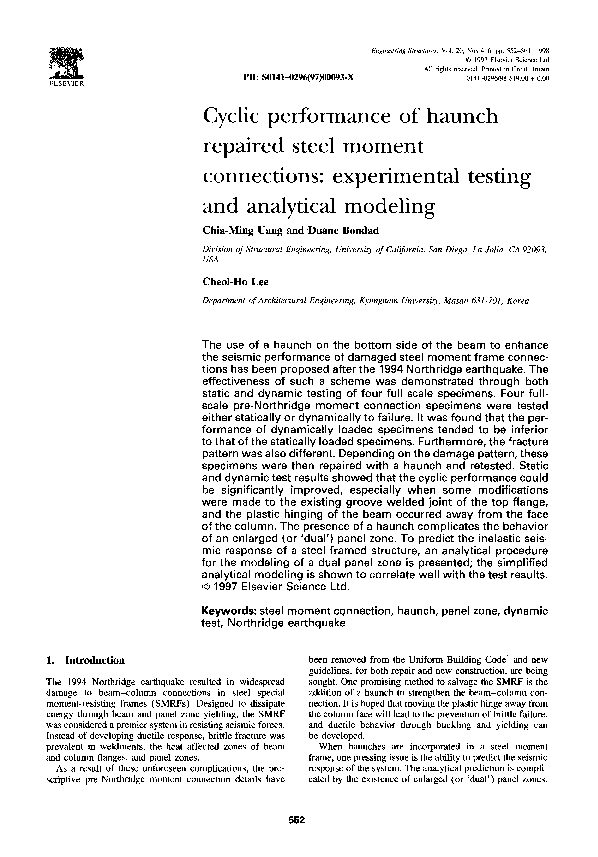 (PDF) Cyclic performance of haunch repaired steel moment connections ...
