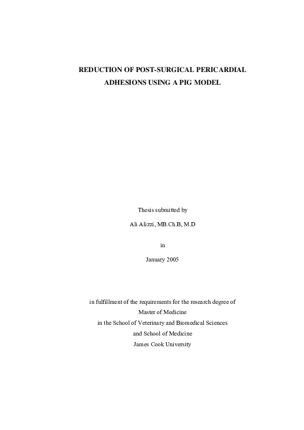 (PDF) Reduction of Post-surgical Pericardial Adhesions Using a Pig Model