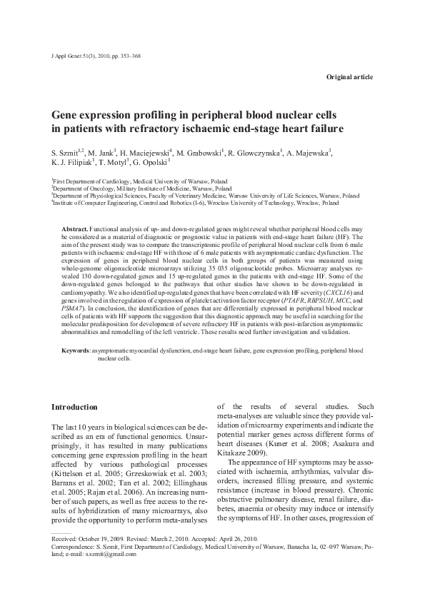(PDF) Gene expression profiling in peripheral blood nuclear cells in ...