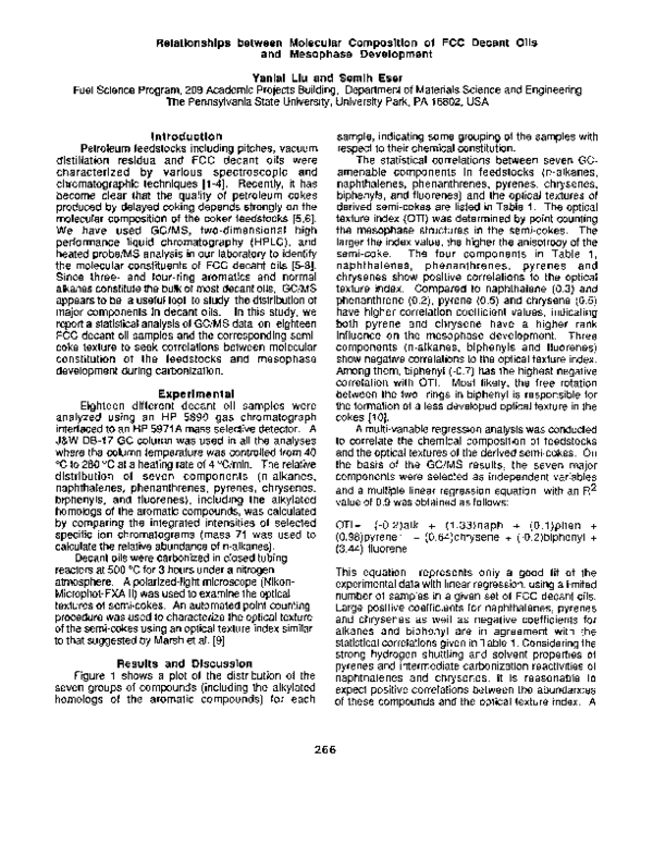 (PDF) Relationships between Molecular Composition of FCC Decant Oils ...