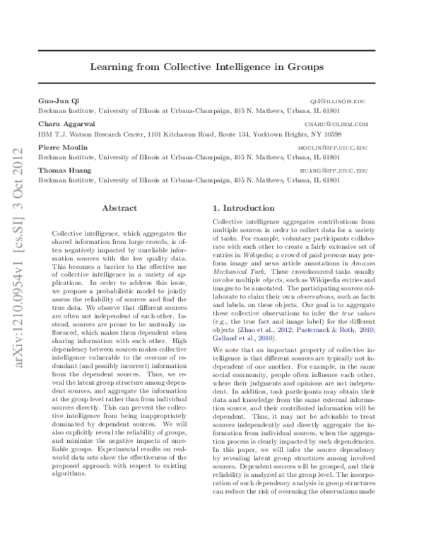 (PDF) Learning from Collective Intelligence in Groups