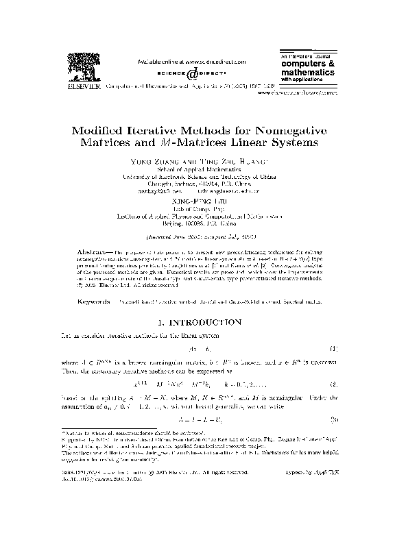 (PDF) Modified iterative methods for nonnegative matrices and M ...