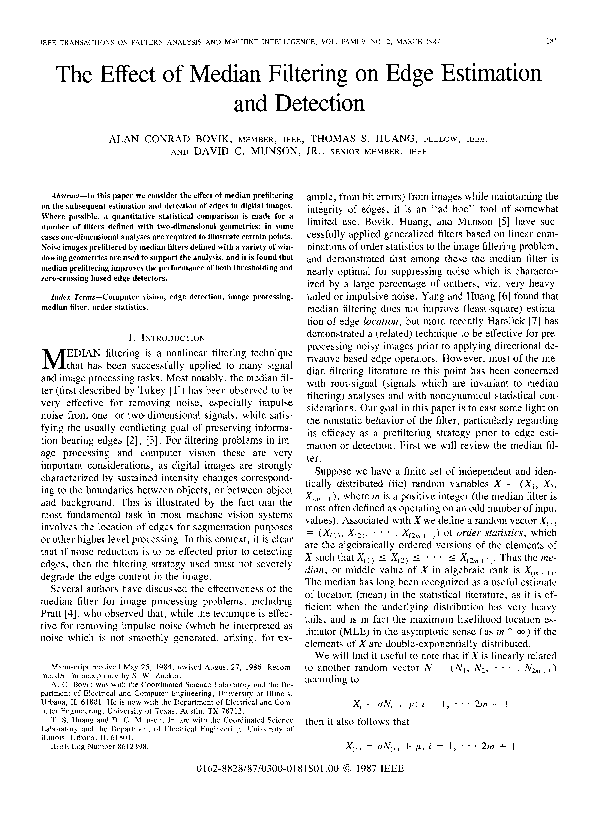 Pdf The Effect Of Median Filtering On Edge Estimation And Detection