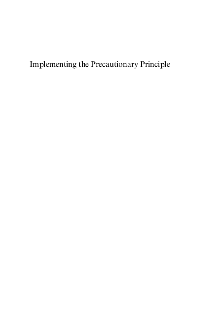 (PDF) Implementing the Precautionary Principle: Perspectives and Prospects