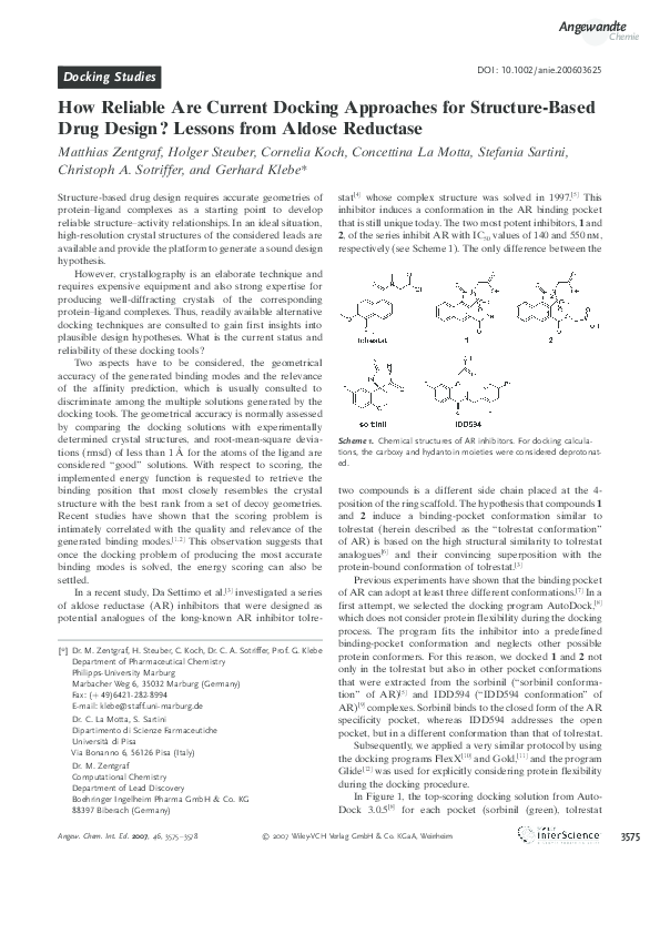 (PDF) How Reliable Are Current Docking Approaches for Structure-Based Drug Design? Lessons from ...