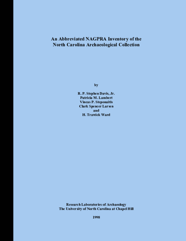 (PDF) An Abbreviated NAGPRA Inventory of the North Carolina ...