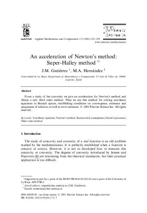 (PDF) An acceleration of Newton's method: Super-Halley method