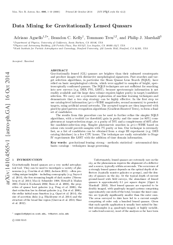 (PDF) Data Mining for Gravitationally Lensed Quasars