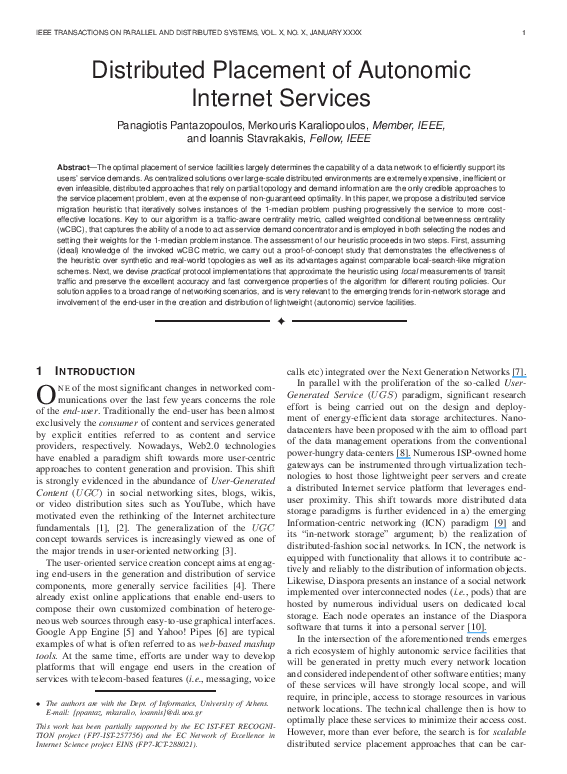 (PDF) Distributed Placement of Autonomic Internet Services