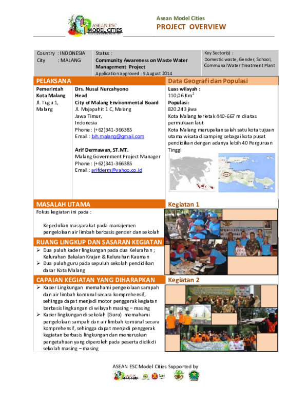 (PDF) Asean Model Cities PROJECT OVERVIEW Country : INDONESIA City ...