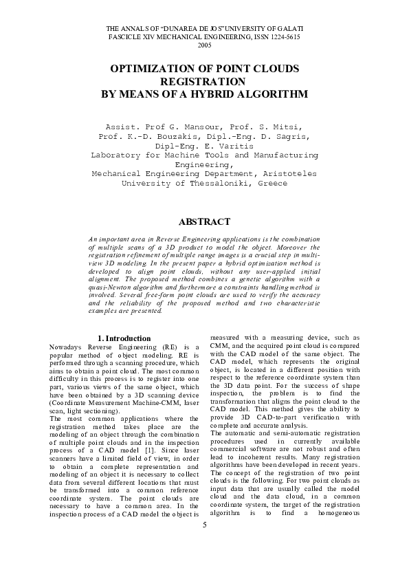 (PDF) Optimization of Point Clouds Registration by Means of a Hybrid ...