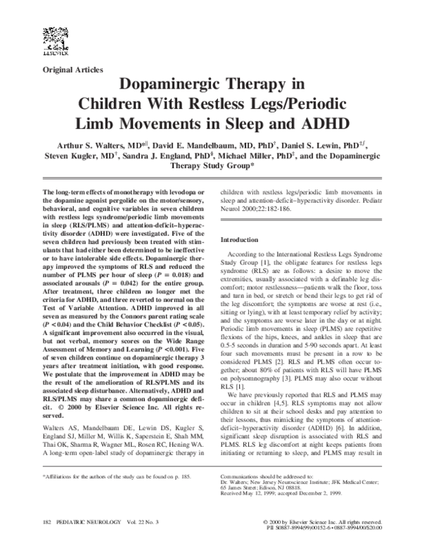 (PDF) Dopaminergic therapy in children with restless legs/periodic limb ...
