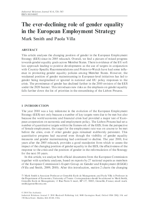 (PDF) The ever-declining role of gender equality in the European ...