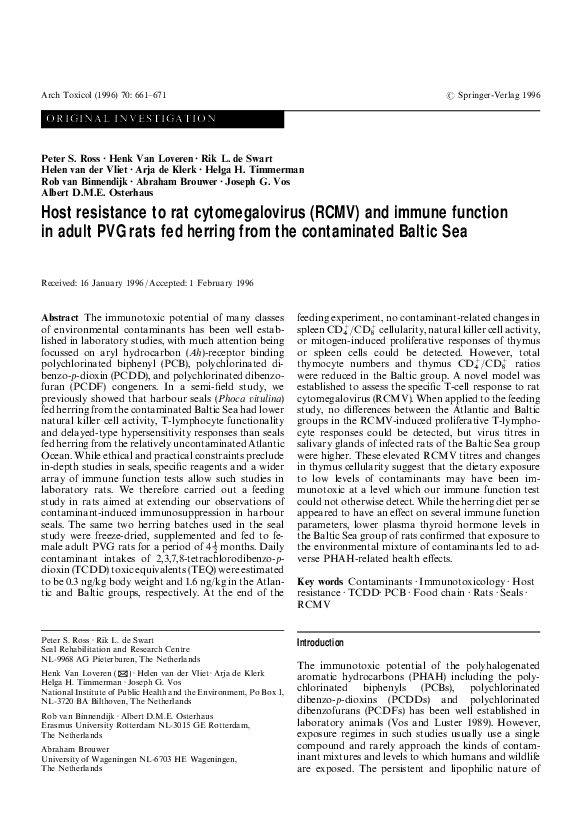 (PDF) Host resistance to rat cytomegalovirus (RCMV) and immune function ...