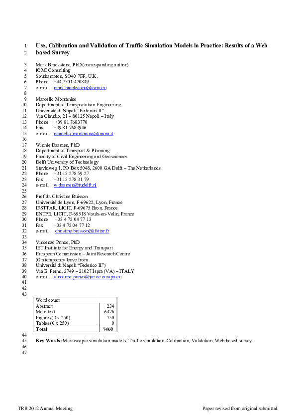 Pdf Use Calibration And Validation Of Traffic Simulation Models In