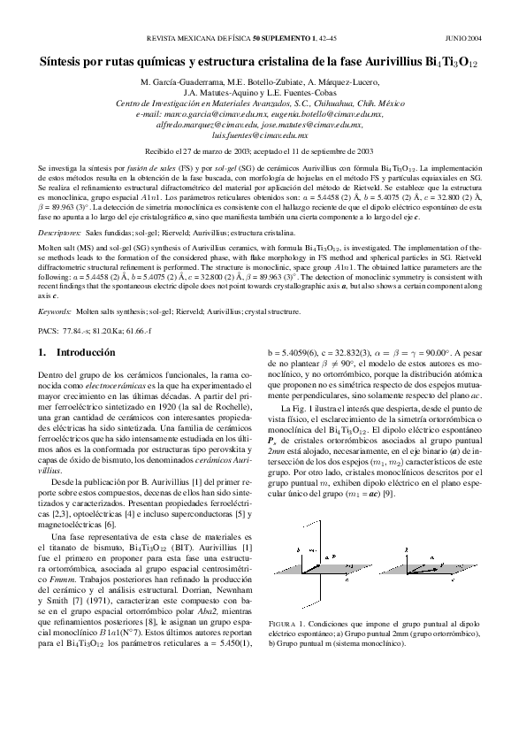 (PDF) Chemical synthesis and crystal structure of the Aurivillius phase ...