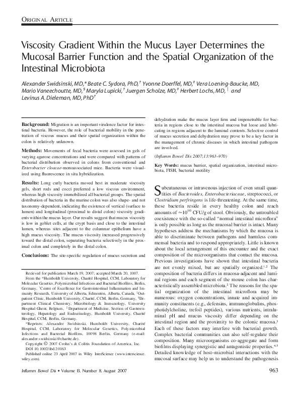 (PDF) Viscosity gradient within the mucus layer determines the mucosal ...