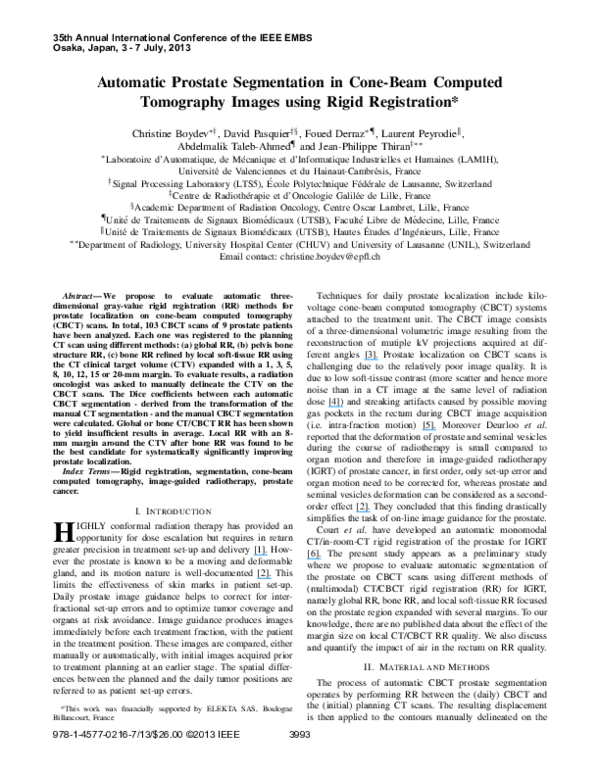 (PDF) Automatic prostate segmentation in cone-beam computed tomography images using rigid ...
