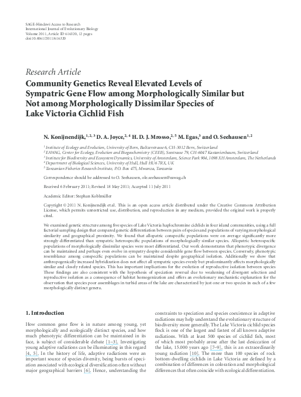 (PDF) Community Genetics Reveal Elevated Levels of Sympatric Gene Flow ...