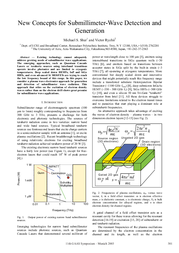 (PDF) New concepts for submillimeter-wave detection and generation