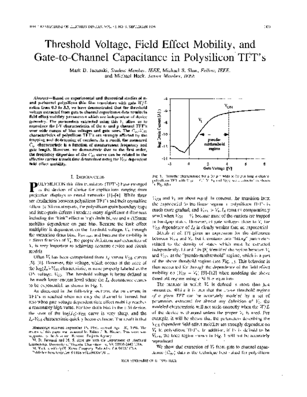 (PDF) Threshold voltage, field effect mobility, and gate-to-channel capacitance in polysilicon TFTs