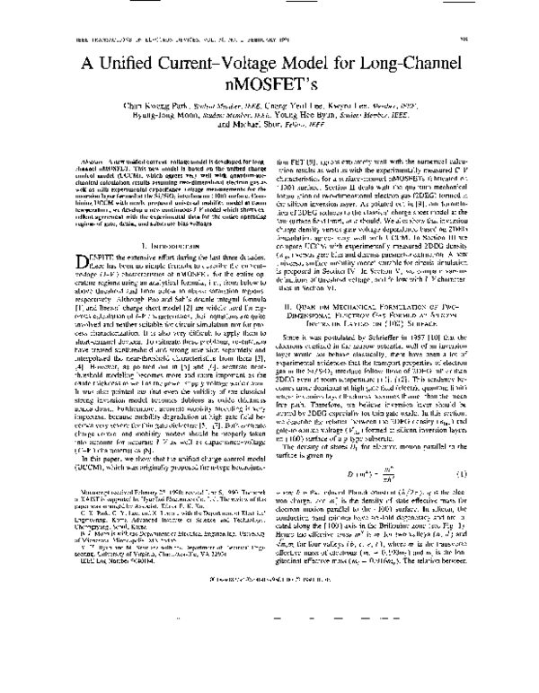(PDF) A unified current-voltage model for long-channel nMOSFETs