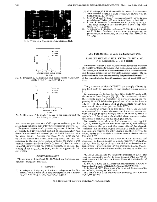 (PDF) Low field mobility in GaAs ion-implanted FET's