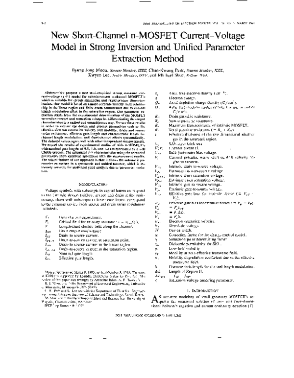 (PDF) New short-channel n-MOSFET current-voltage model in strong inversion and unified parameter ...