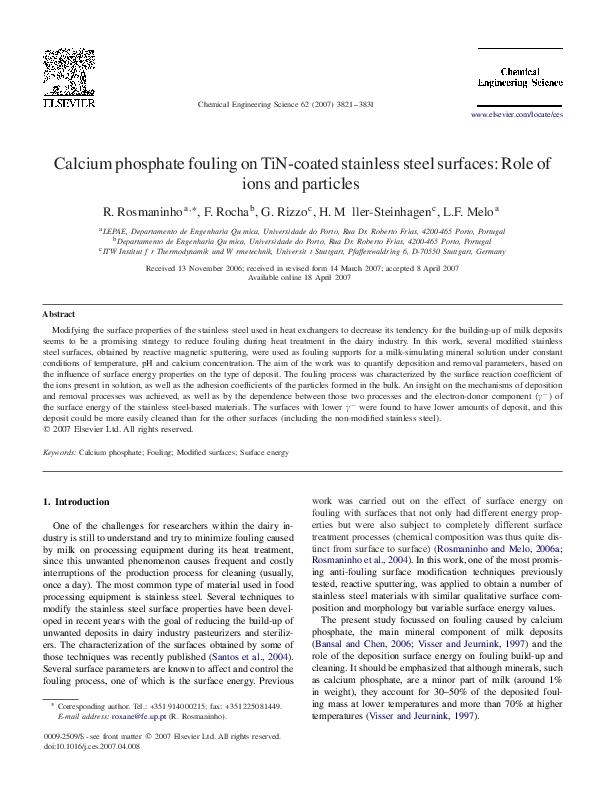 (PDF) Calcium phosphate fouling on TiN-coated stainless steel surfaces ...