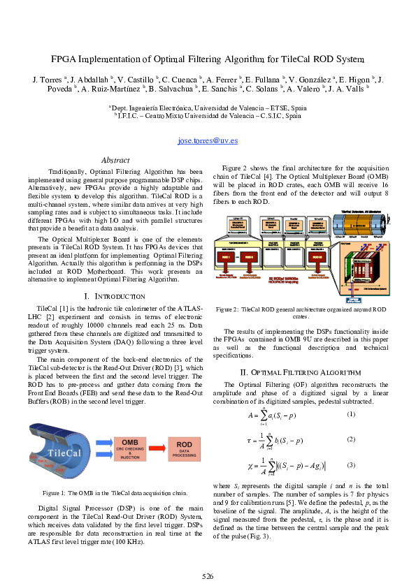 Pdf Fpga Implementation Of Optimal Filtering Algorithm For Tilecal 5162