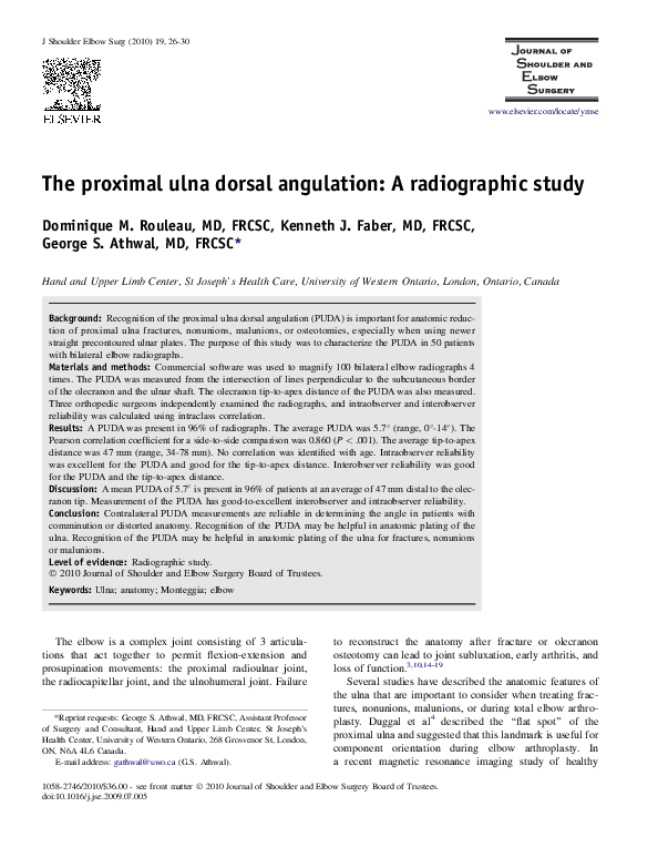 (PDF) The proximal ulna dorsal angulation: A radiographic study