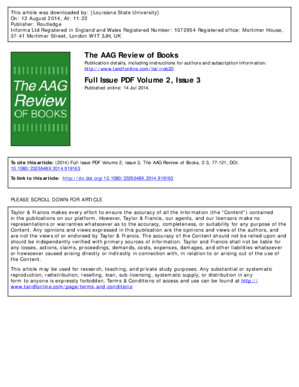 (PDF) The AAG Review of Books, Land of Strangers. Ash Amin