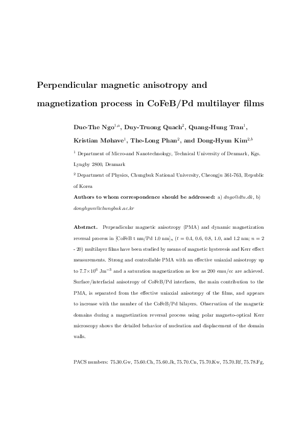 (PDF) Perpendicular magnetic anisotropy and magneto-optical properties of evaporated (Fe,Co ...