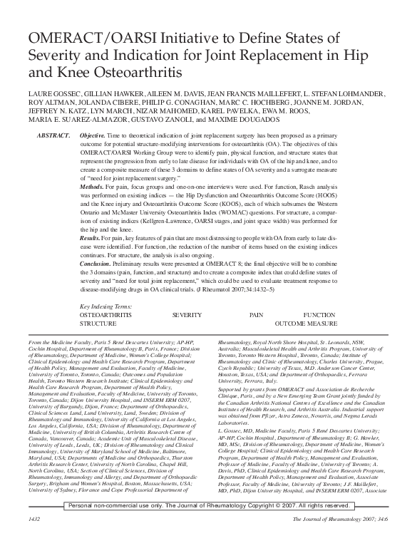 (PDF) Gossec, L. et al. OMERACT/OARSI initiative to define states of ...