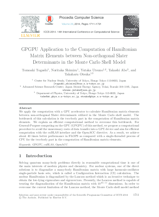 (PDF) GPGPU Acceleration for Hamiltonian Computation