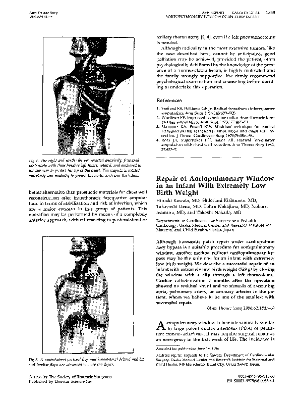 (PDF) Repair of Aortopulmonary Window in an Infant With Extremely Low ...
