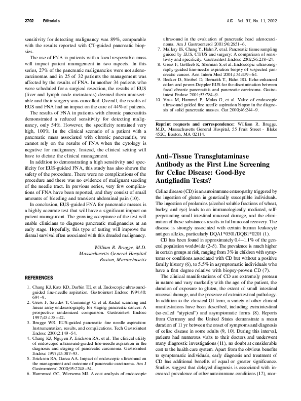 (PDF) Anti-tissue transglutaminase antibody as the first line screening ...