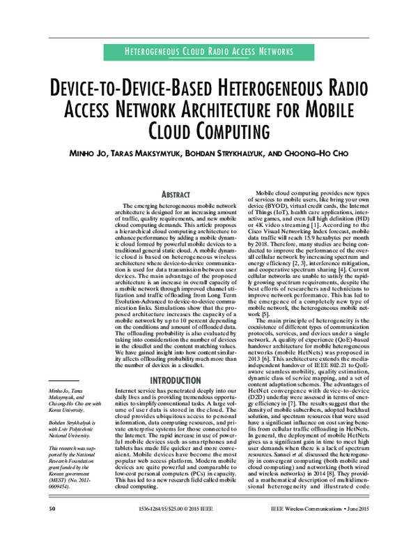 Pdf Device To Device Based Heterogeneous Radio Access Network