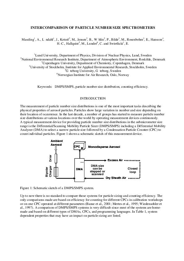 (PDF) Intercomparison of Particle Number Size Spectrometers